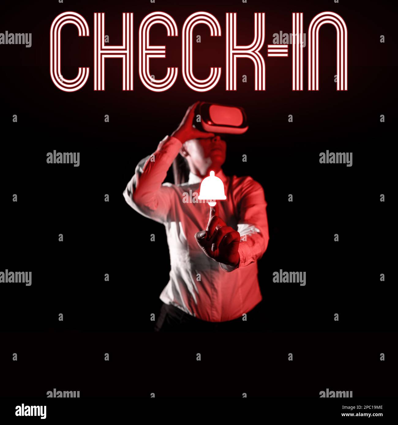 Sign displaying Check In. Word for Procedure by which an airline or ...