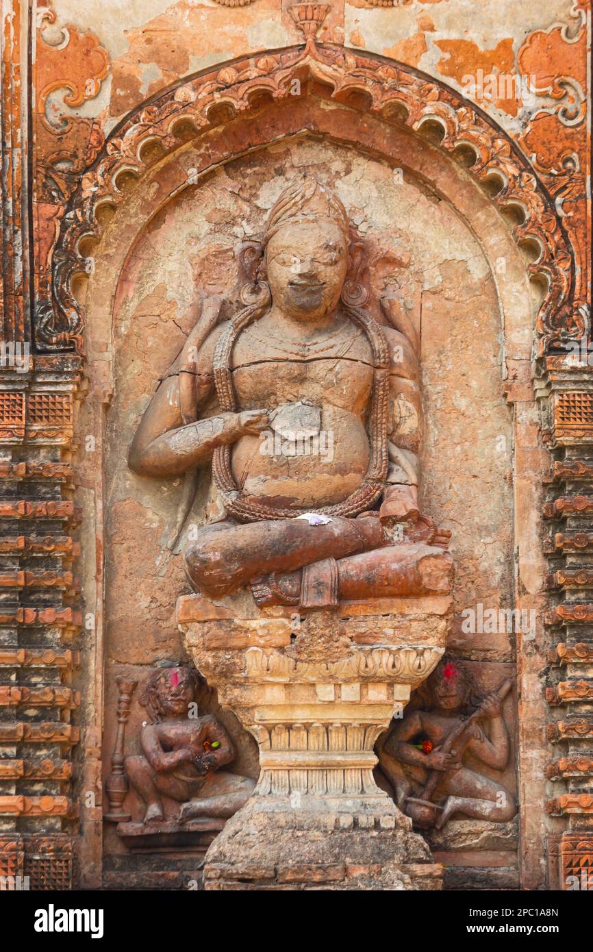 Sculpture of Hindu God on the Char Bangla Temple, Jiaganj, West Bengal ...