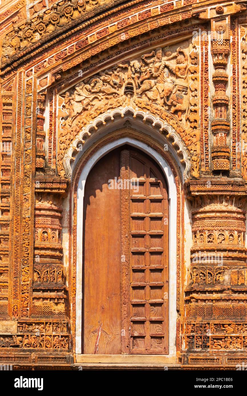Closed Door and War Scenes Depicting on the Wall of Char Bangla Temple ...