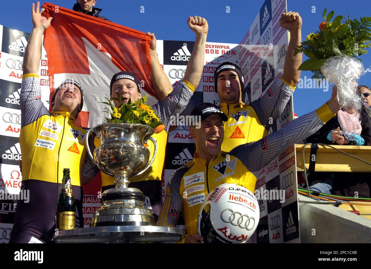 Gold medal winners Beat Hefti, Thomas Lamparter, Ivo Ruegg and Cedric ...