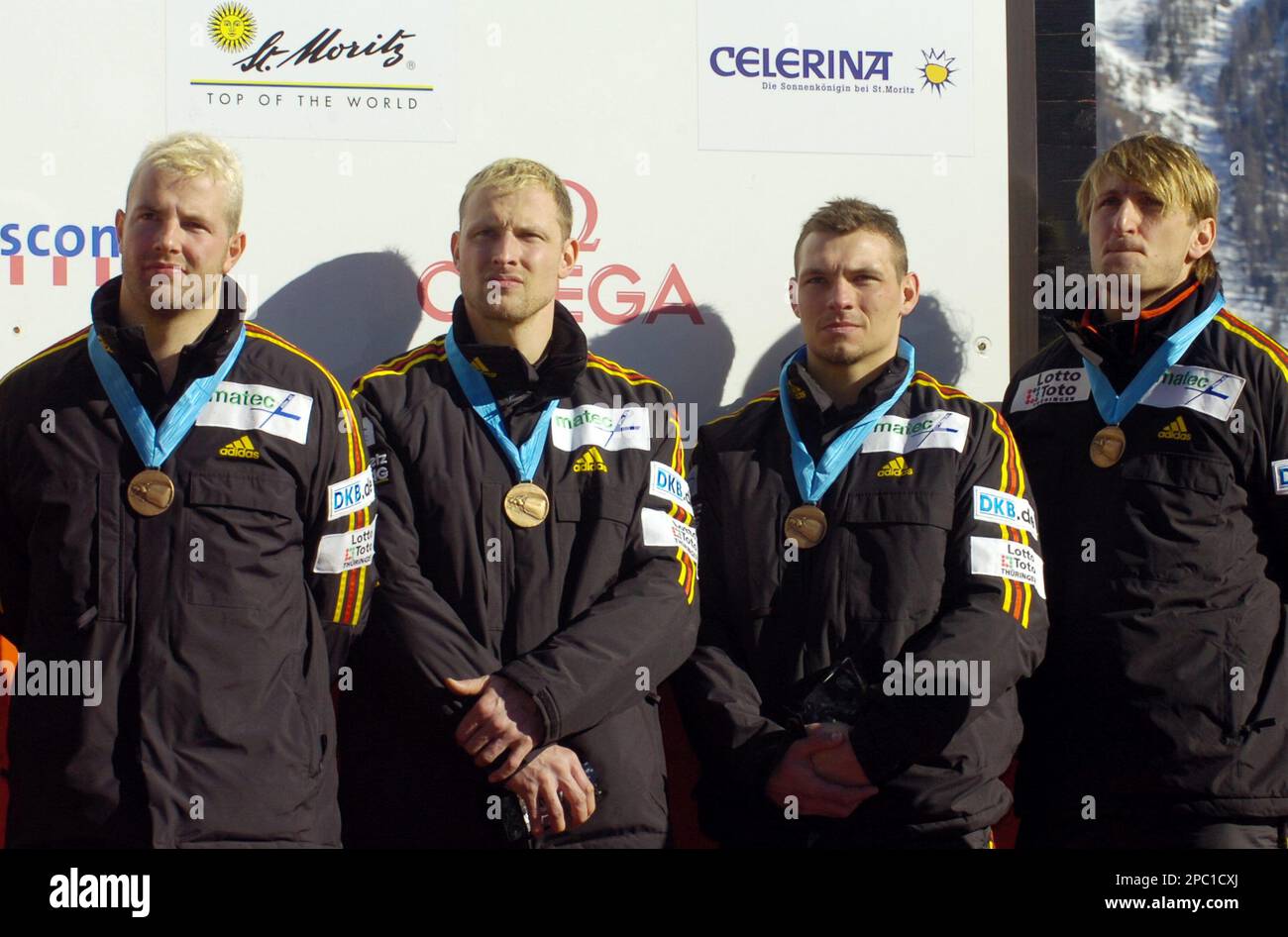 Bronze medal winners Andre Lange, Rene Hoppe, Martin Putze and Kevin ...