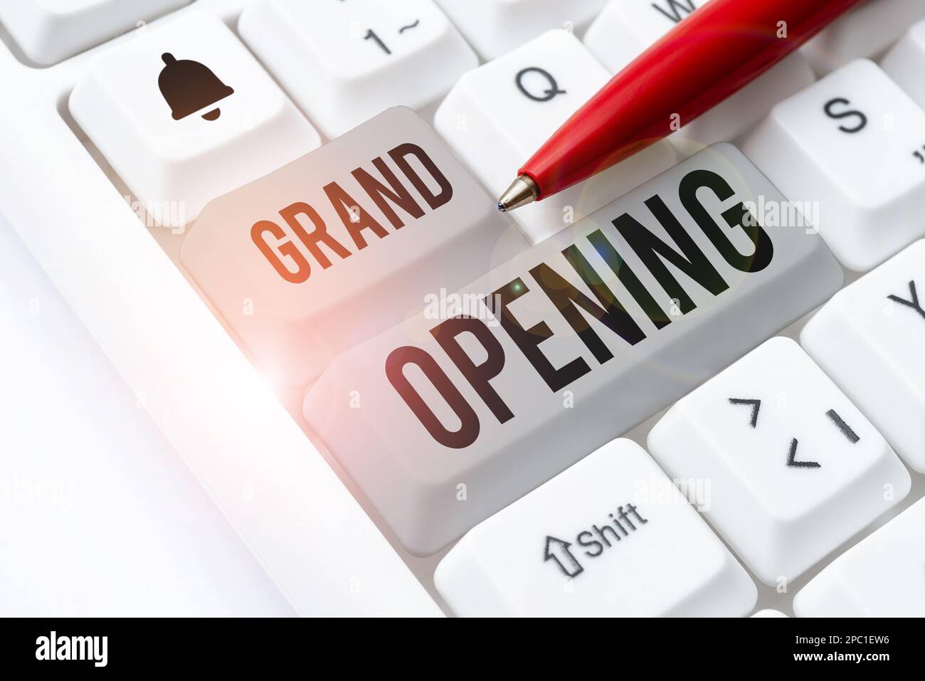 Writing displaying text Grand Opening. Concept meaning Ribbon Cutting ...
