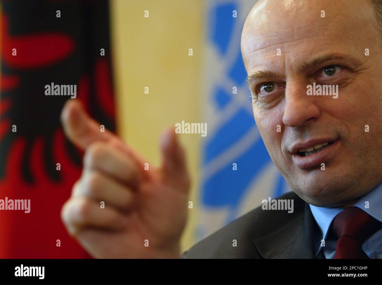 Kosovo's Prime Minister Agim Ceku, speaks during an interview with The ...