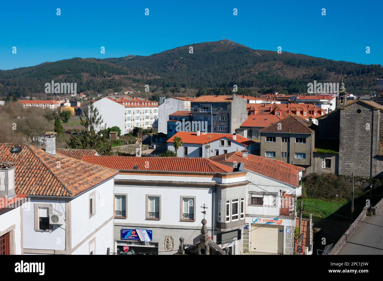 Padron, Galicia. Spain. February 6, 2023. View of Padron city, houses ...