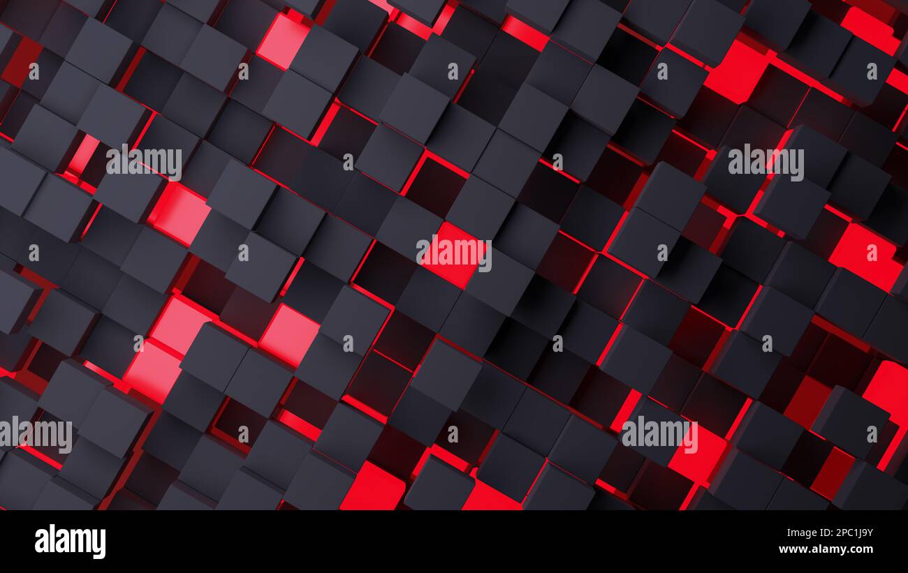 3d rendering abstract background of randomly positioned black and red ...
