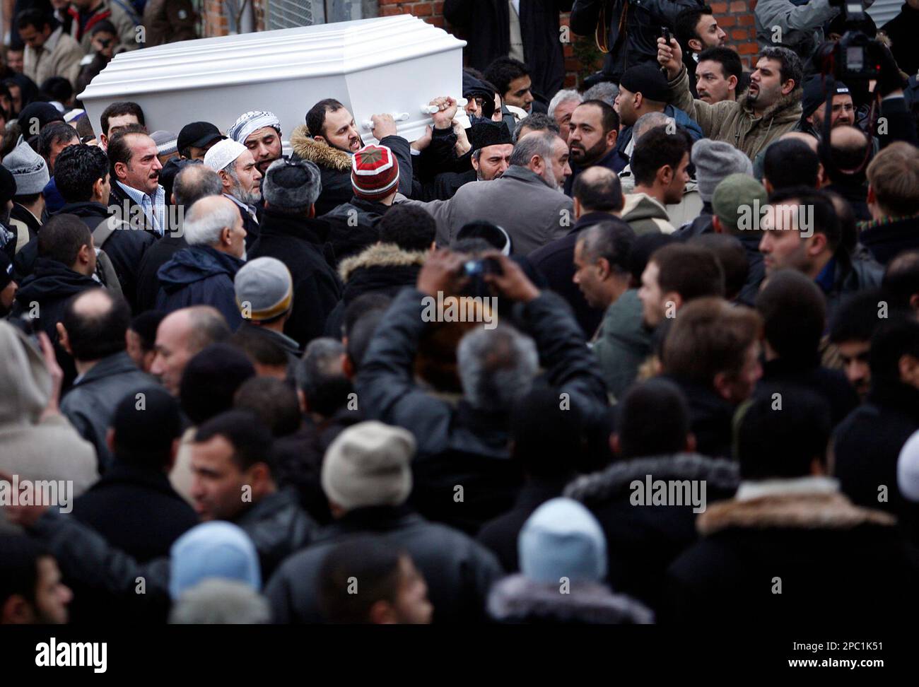 Muslims carry the casket of Ahmed Abu Laban, Denmark's most prominent ...