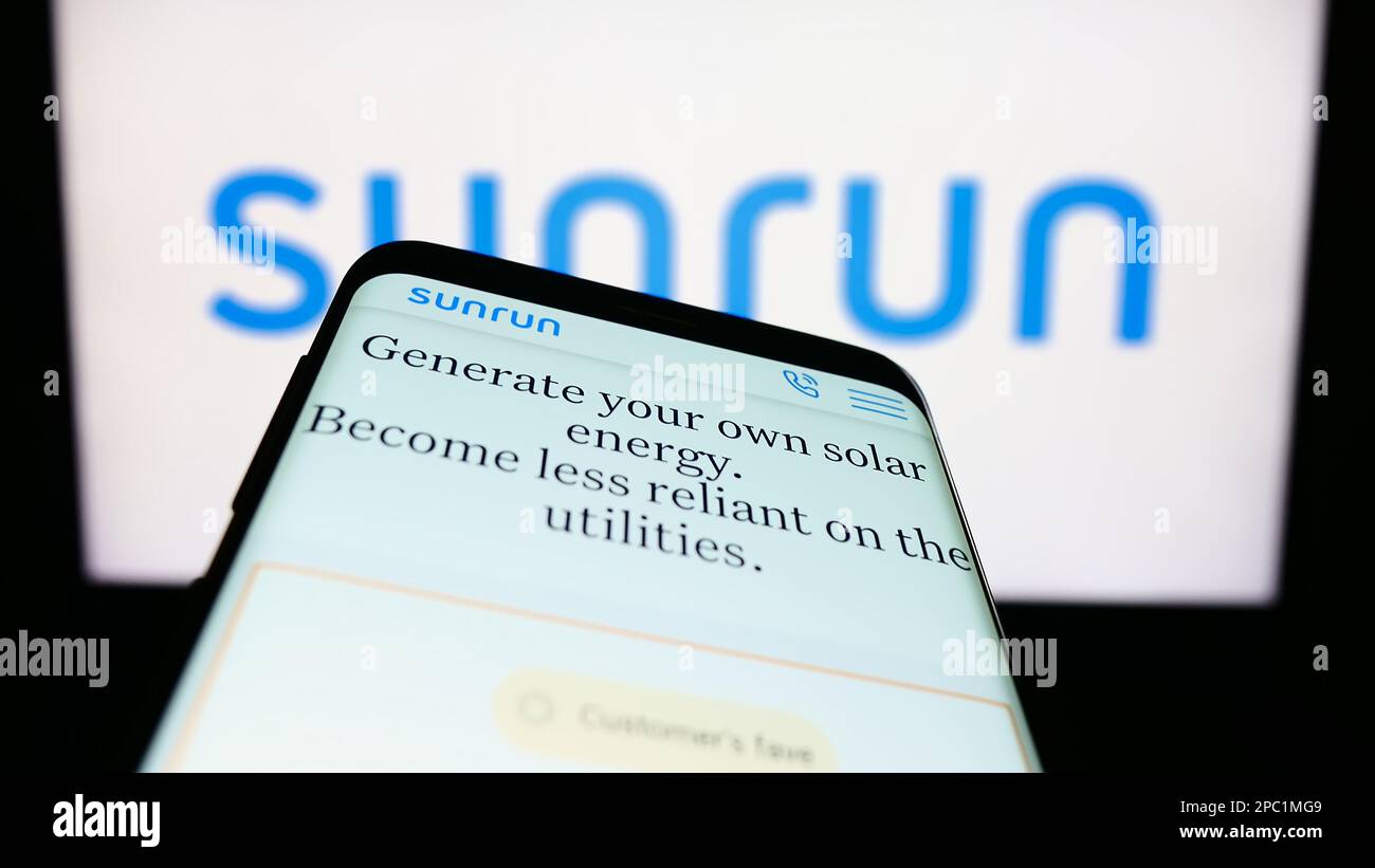 Smartphone with website of US solar energy company Sunrun Inc. on ...