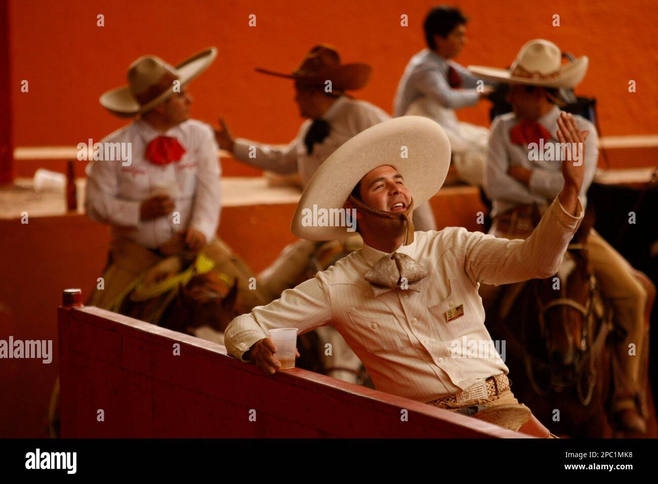 A Charro waves during a break in the 3rd State Charro Championship in ...