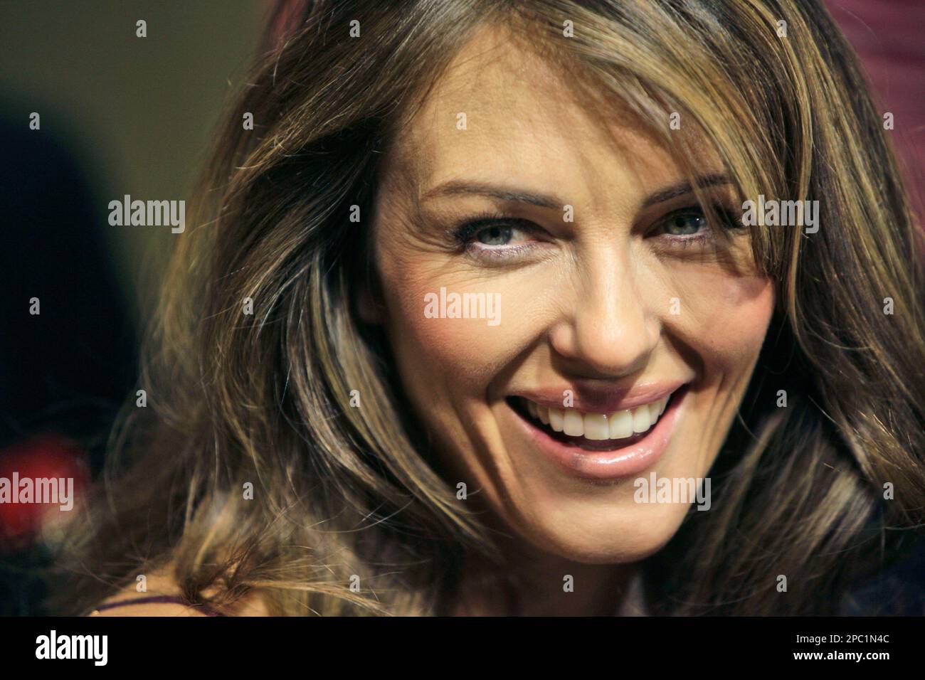 Model Elizabeth Hurley poses for pictures in New York, Thursday, Feb. 1 ...