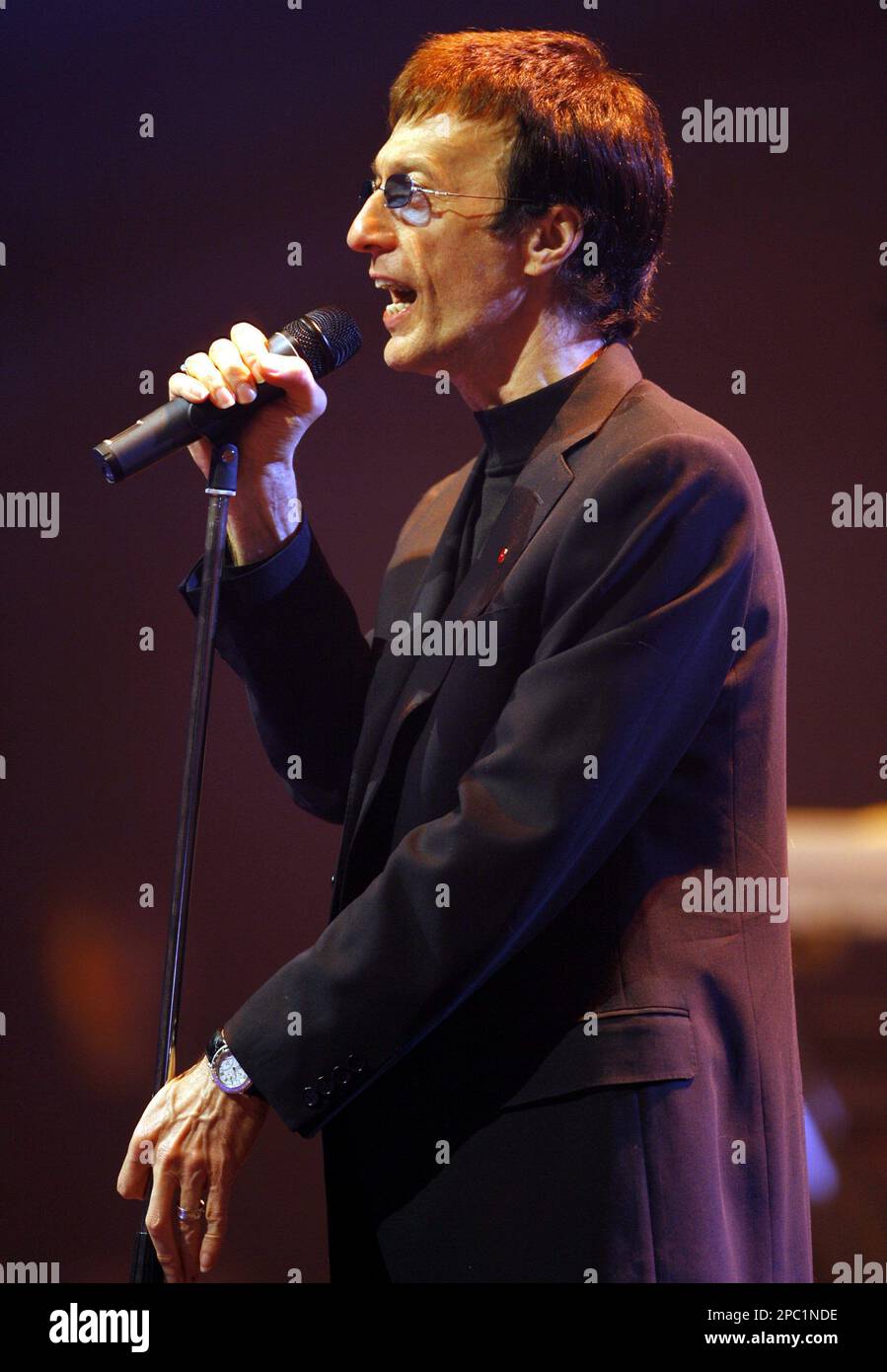 Robin Gibb of legendary pop group The Bee Gees performs on stage at the ...