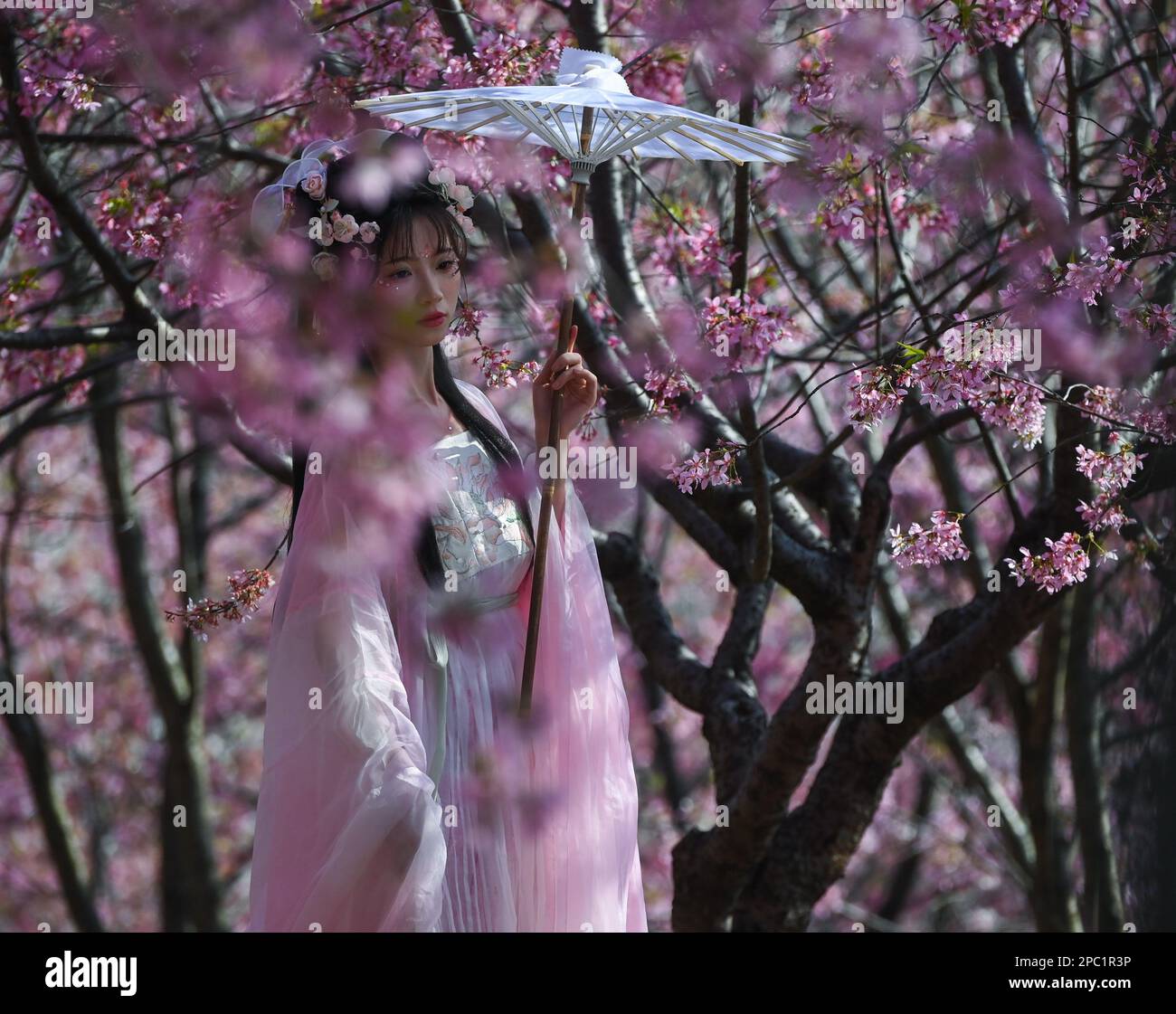 Hangzhou, China's Zhejiang Province. 13th Mar, 2023. A woman poses for ...