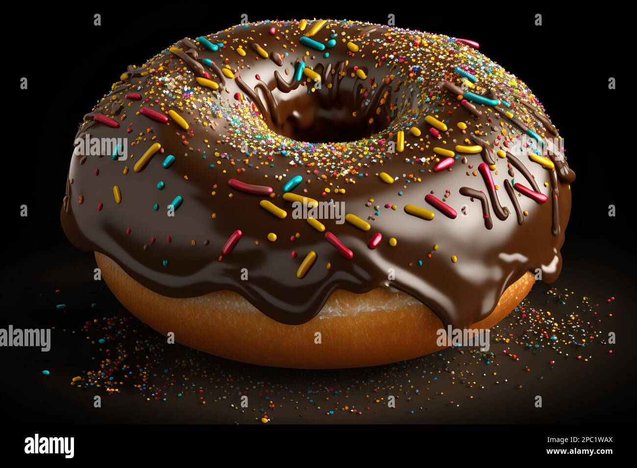 Chocolate donut with sprinkles. Chocolate donut with multi-colored ...