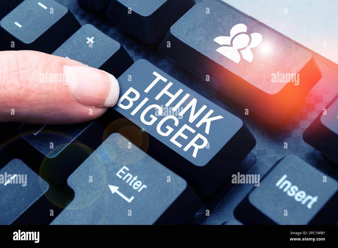 Text sign showing Think Bigger. Concept meaning being able to dream and ...