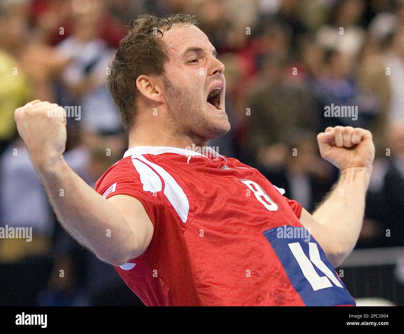 Denmark's Lars Rasmussen celebrates after the Handball World ...