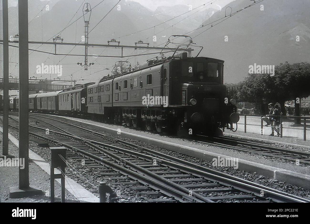 Swiss Railways electric pantograph train in the 1930s Stock Photo - Alamy