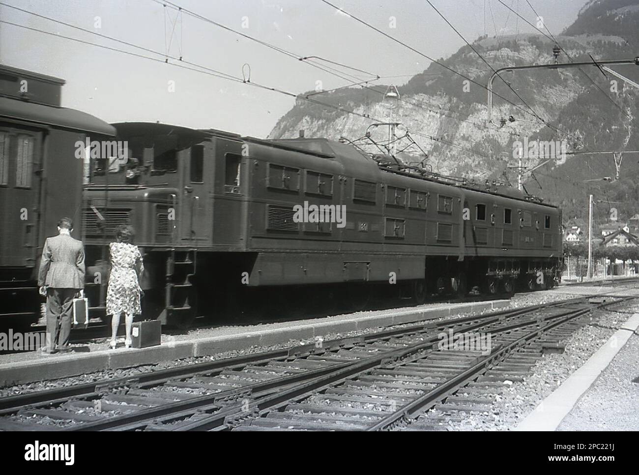 Swiss Railways electric pantograph train in the 1930s Stock Photo - Alamy