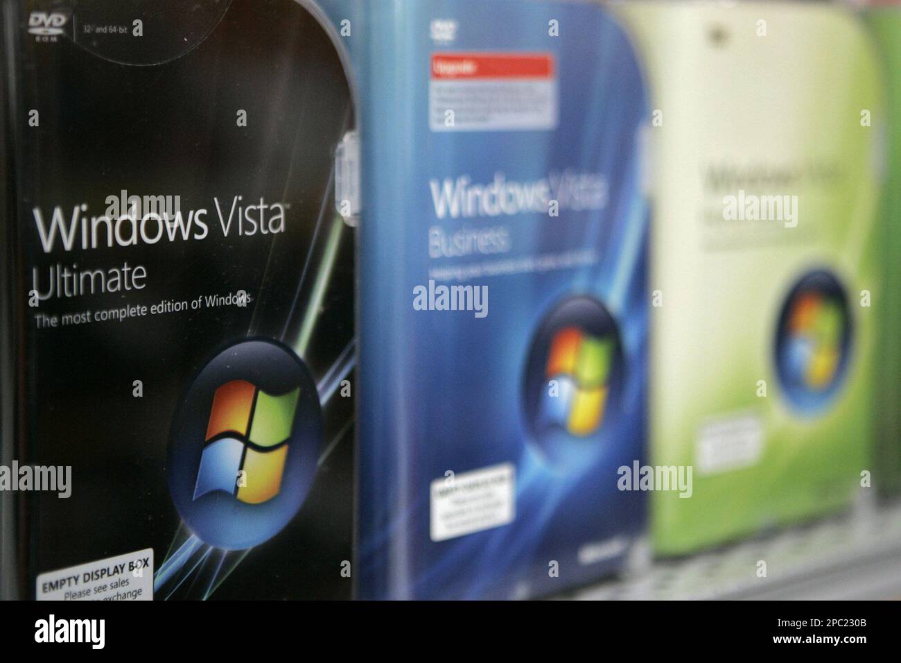 Versions of Microsoft's Vista are on the shelves in Chicago Tuesday ...