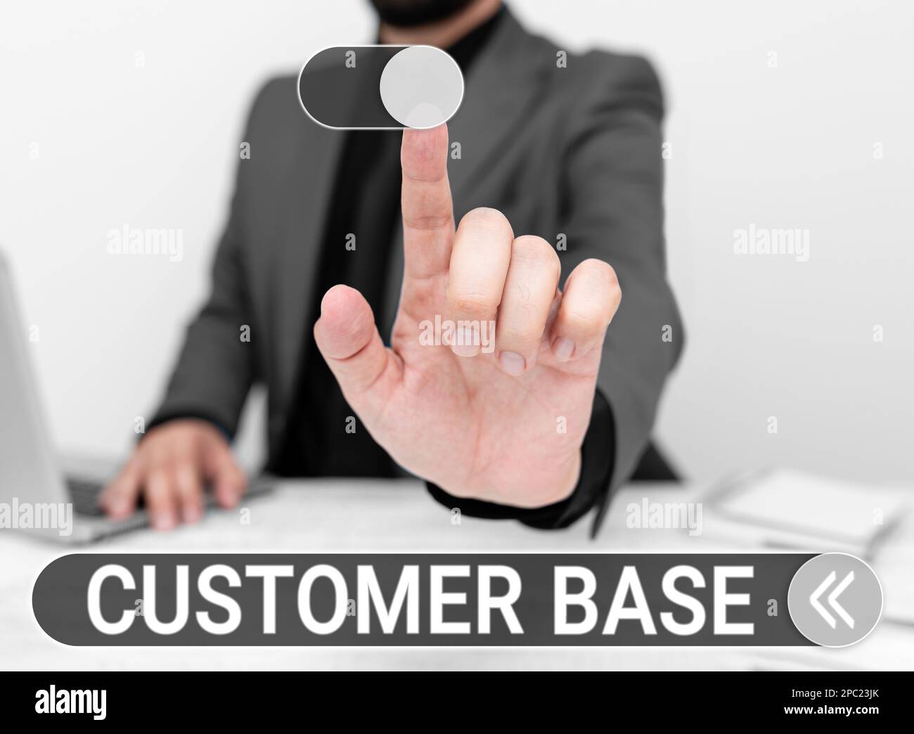 Hand writing sign Customer Base. Concept meaning encourage customers to ...