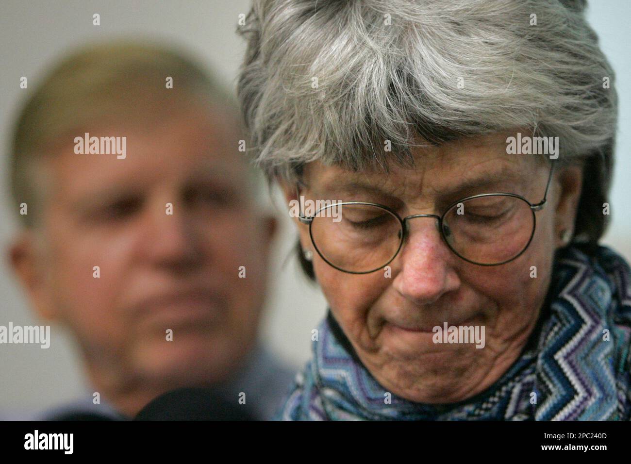 Co-owner Gretchen Jackson seen with her husband Roy, passes as she ...