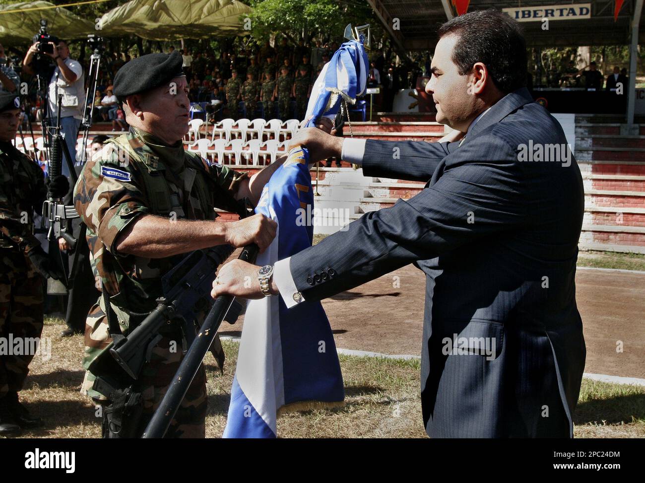 Colonel Victor Bolanos, left, Commander of VIII Contingent of the ...