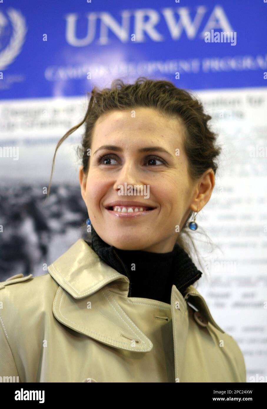 Asma Assad, the wife of Syrian President Bashar Assad, tours al-Neirab ...