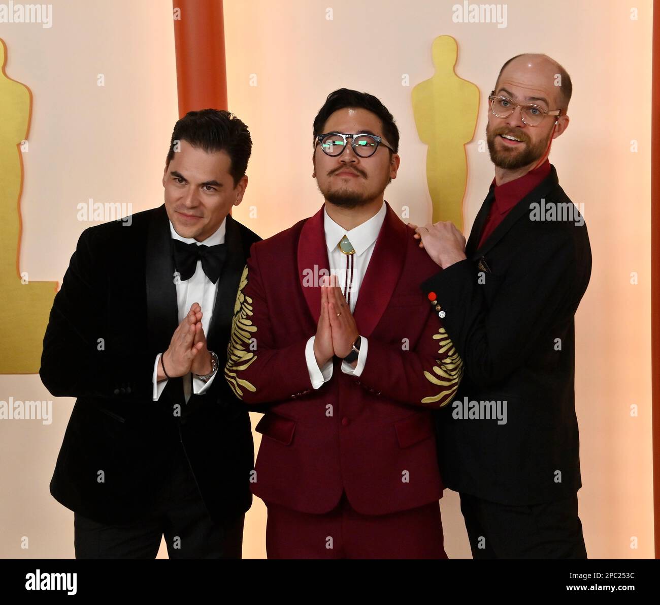 (L-R) Jonathan Wang, Daniel Kwan, and Daniel Scheinert attend the 95th ...