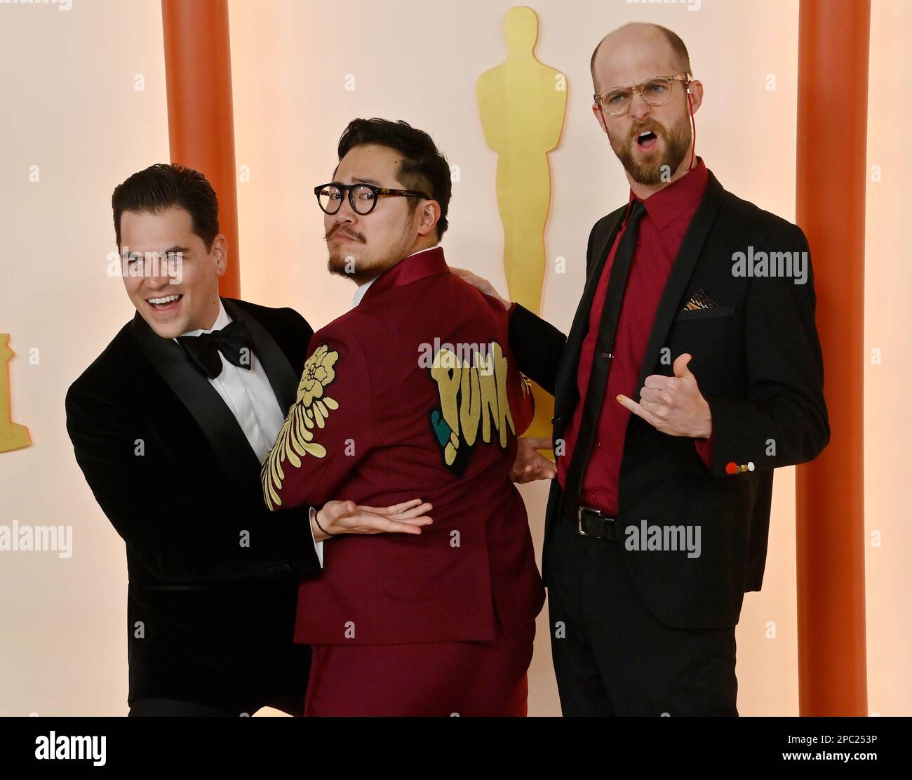 (L-R) Jonathan Wang, Daniel Kwan, and Daniel Scheinert attend the 95th ...
