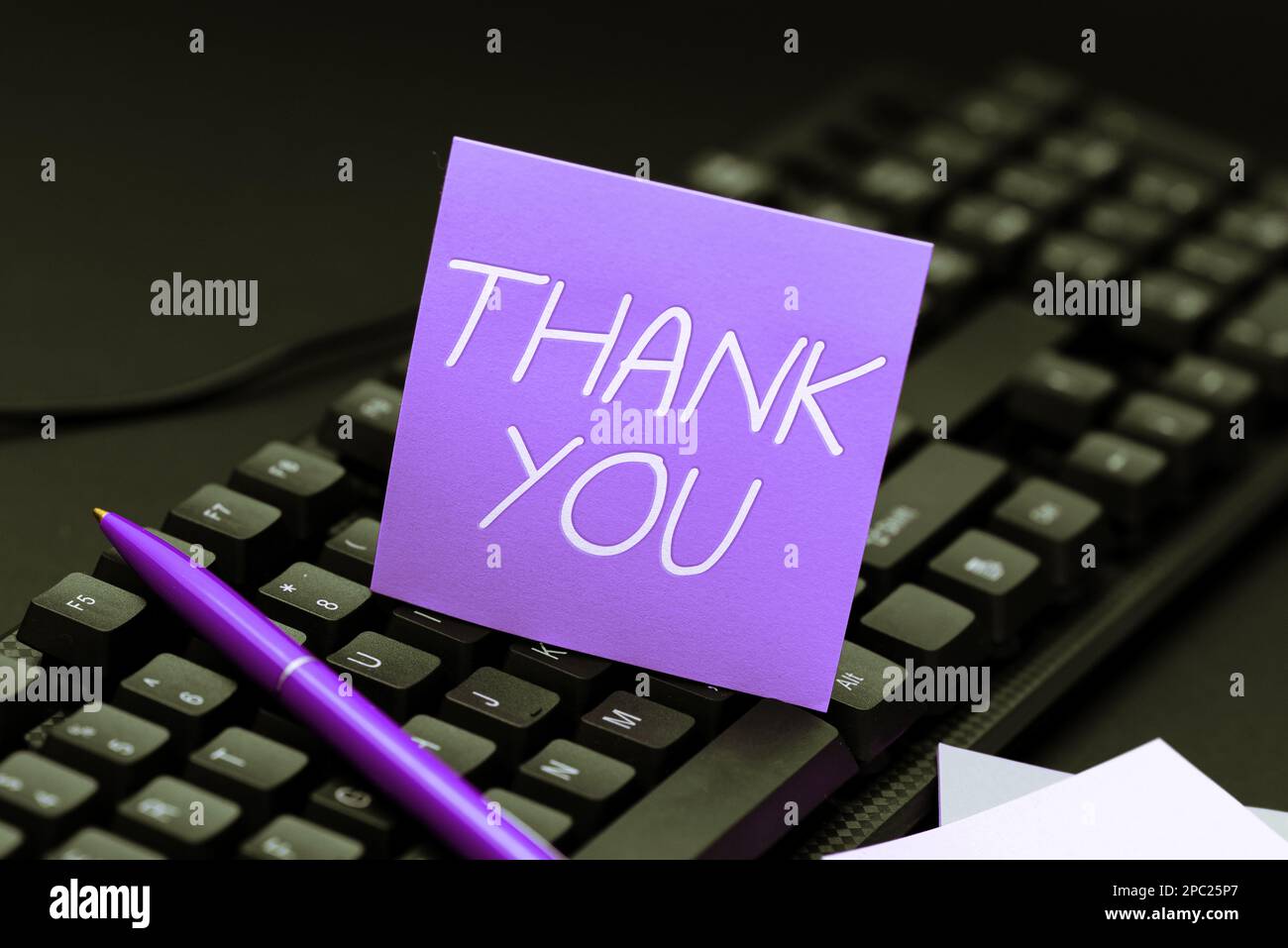 Handwriting text Thank You. Business approach replaying on something ...