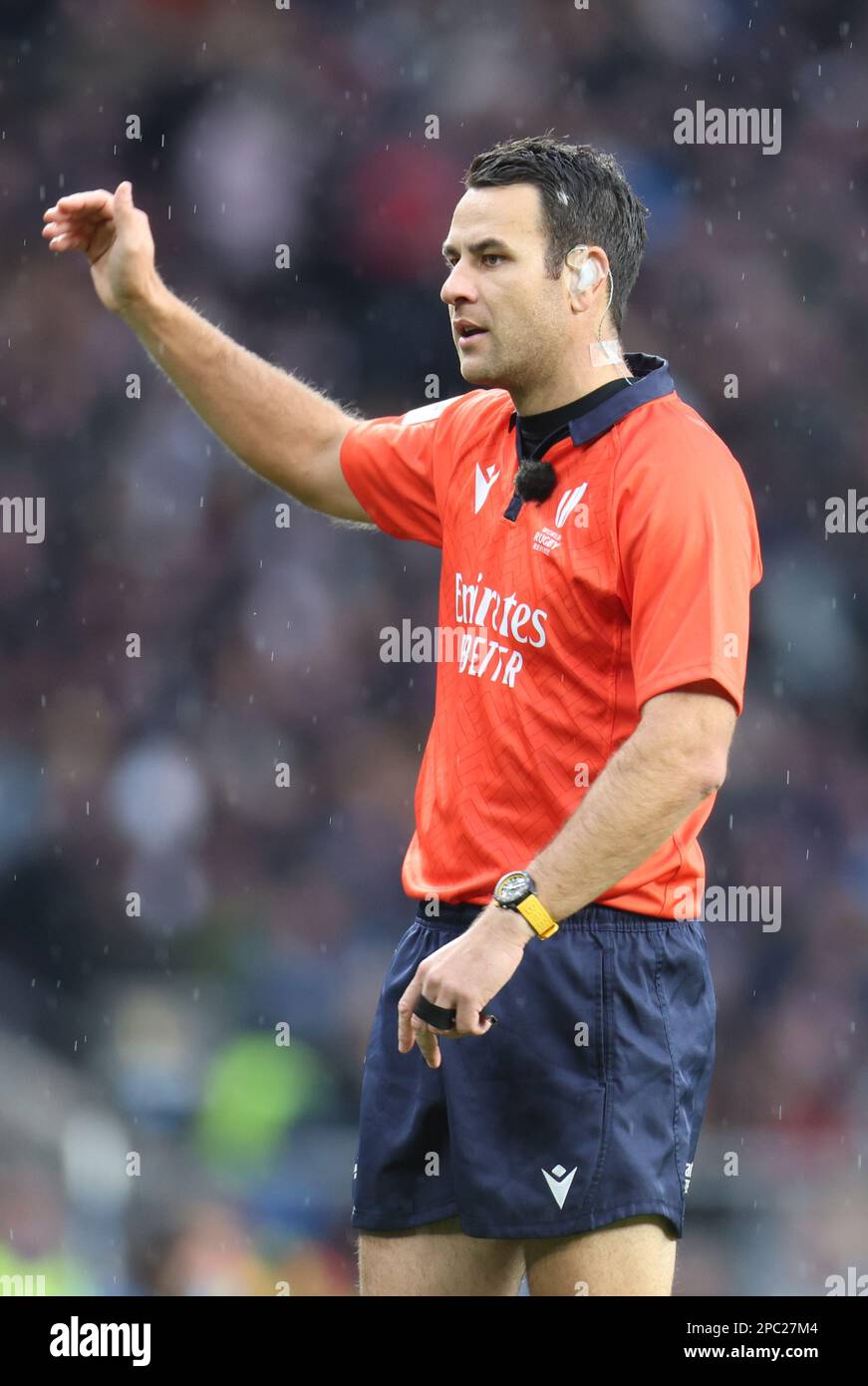 Referee Ben O'Keefe of New Zealand during the 2023 Six Nations ...