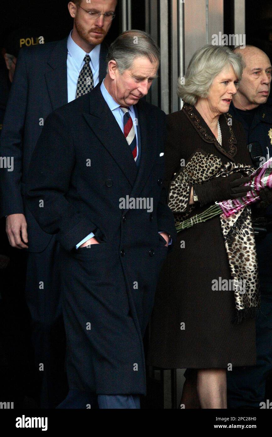 Prince Charles, left, and his wife Camilla, right, leave Penn Station ...