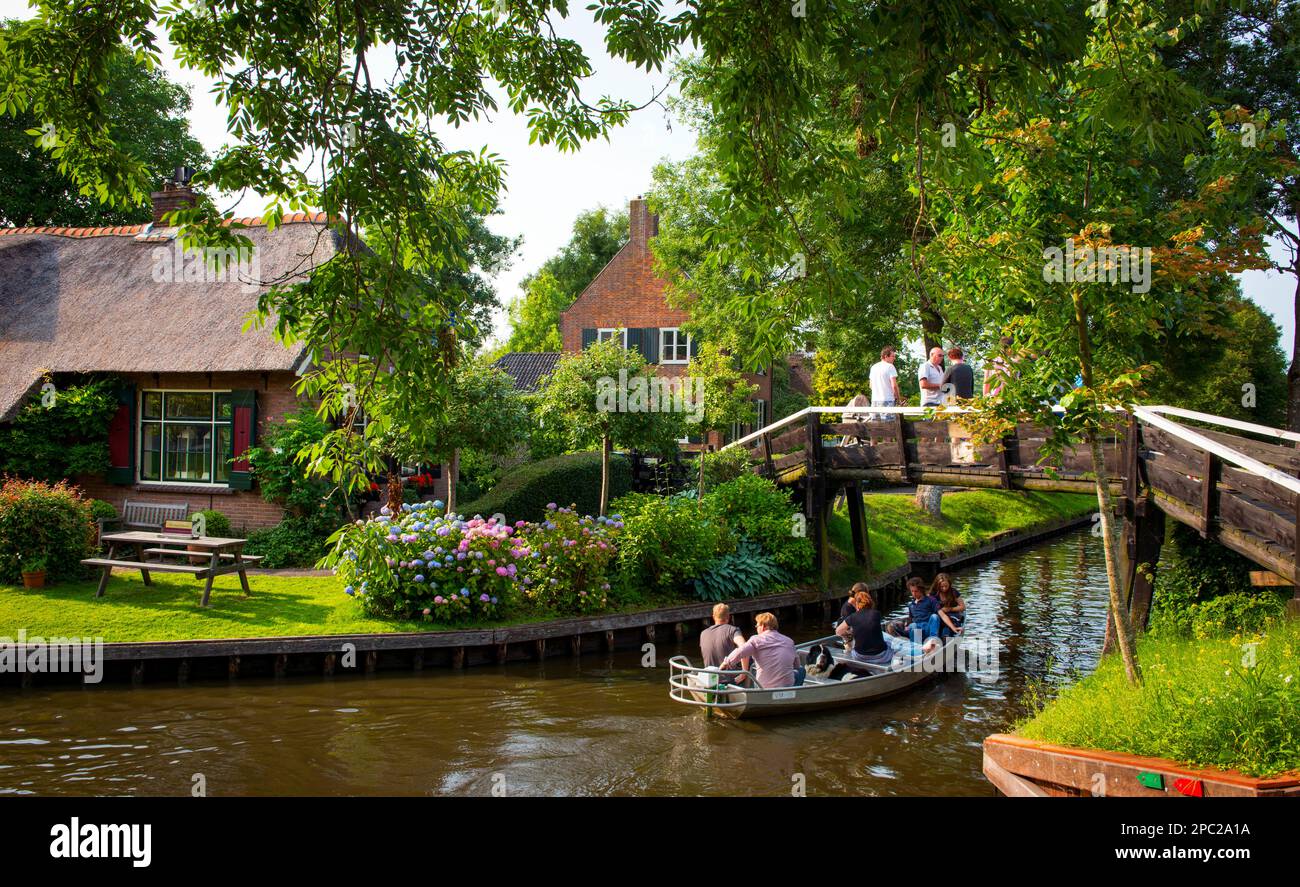 Boating on Giethoorn canals in Flevoland, Netherlands Stock Photo - Alamy