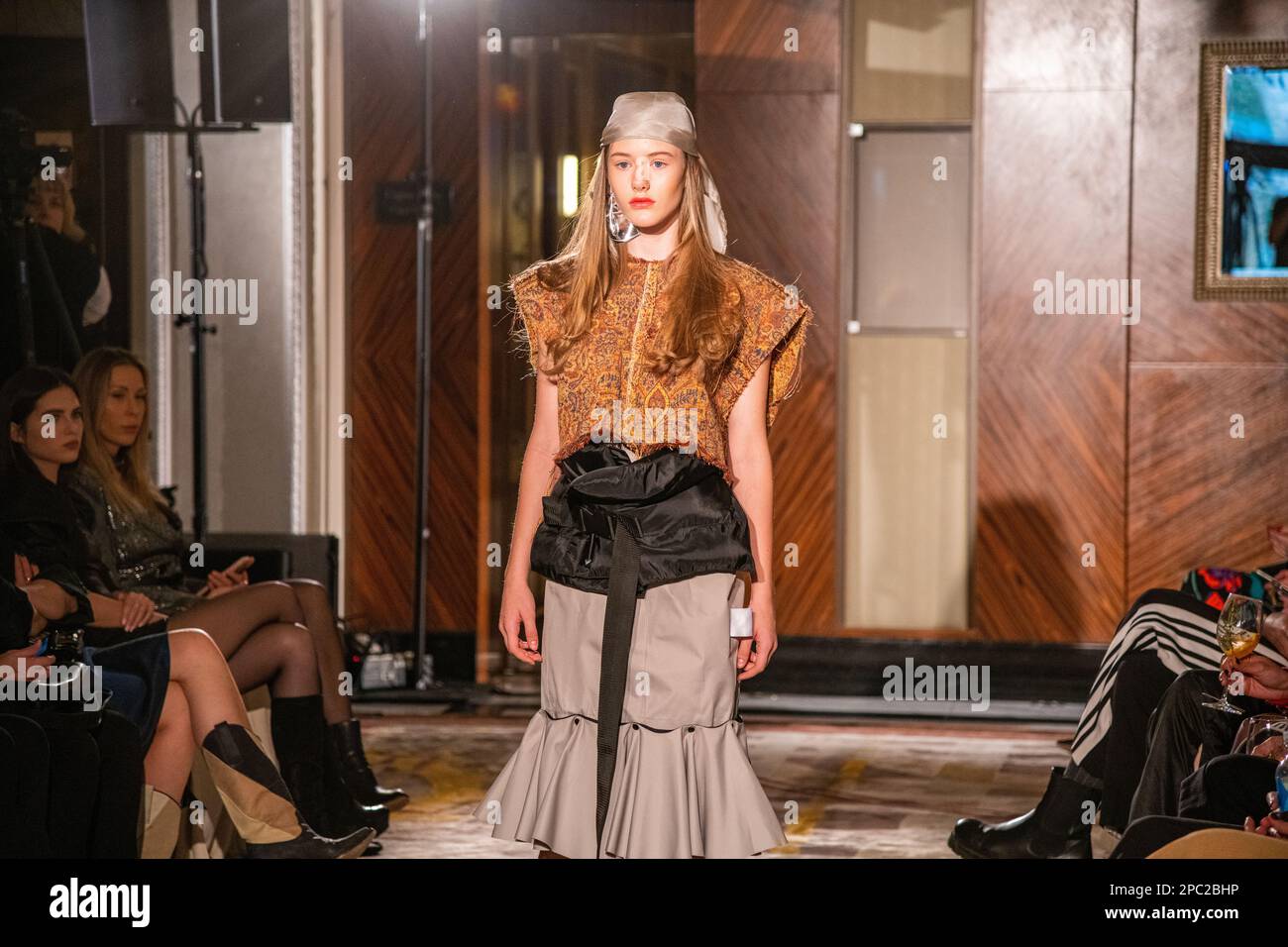 Models posing at Riga Fashion Week event held at Kempinski Grand Hotel ...