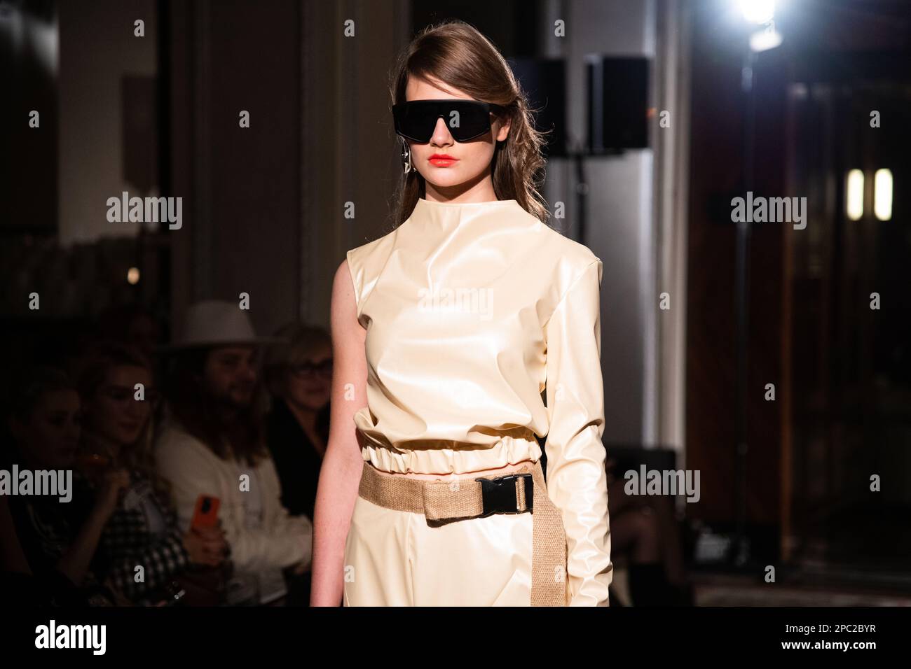 Models posing at Riga Fashion Week event held at Kempinski Grand Hotel ...