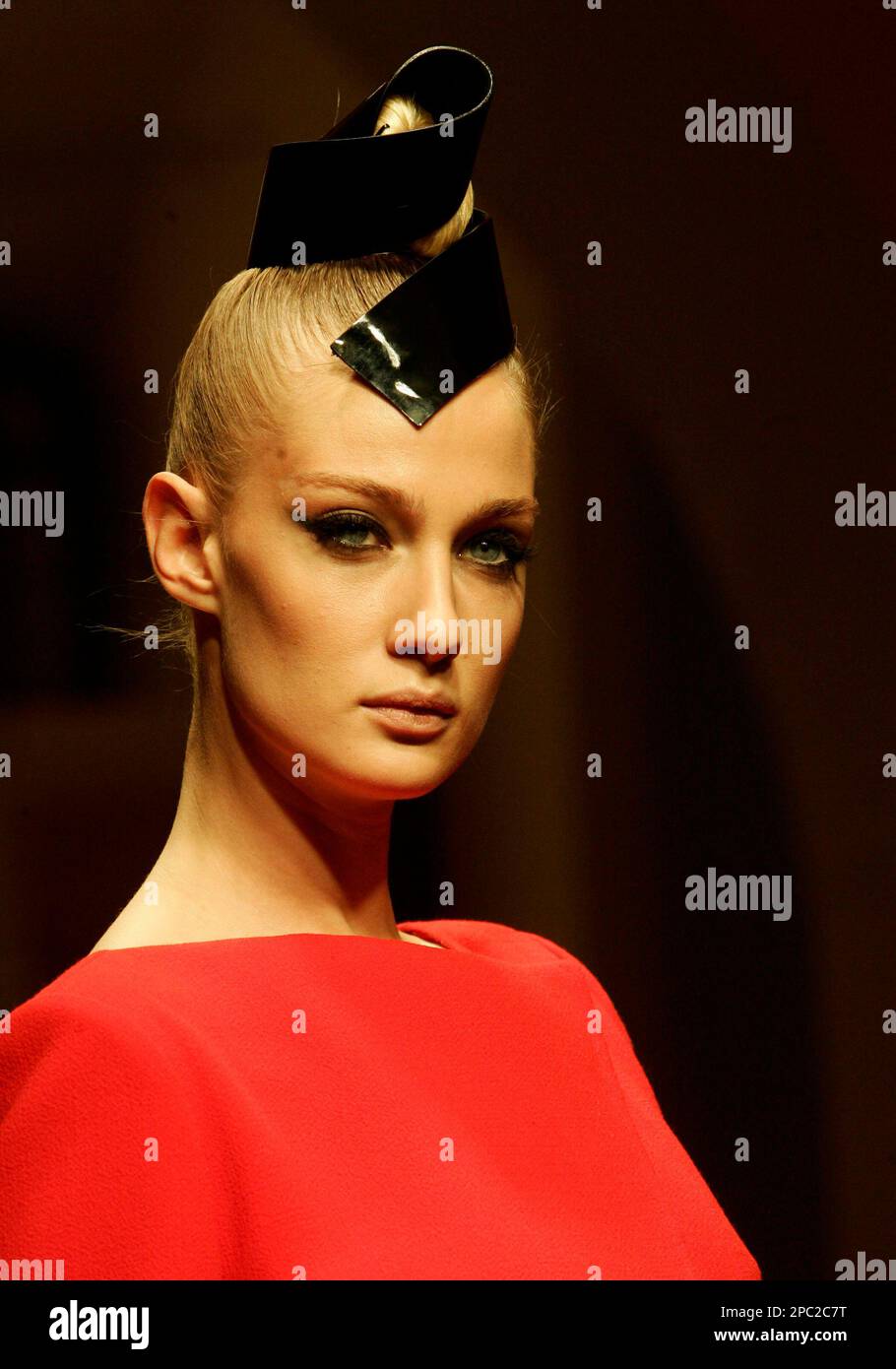 A model wears a creation by Italian fashion designer Fausto Sarli for ...