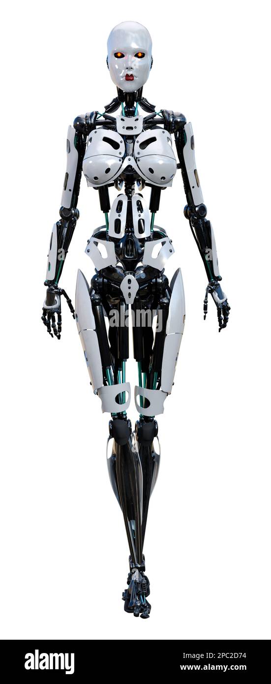 3D rendering of a female robot isolated on white background Stock Photo ...