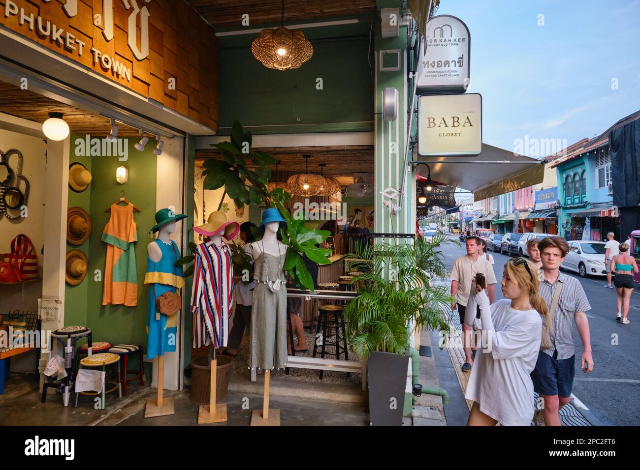 Foreign tourists in Thalang Road in the Old Town are of Phuket Town ...