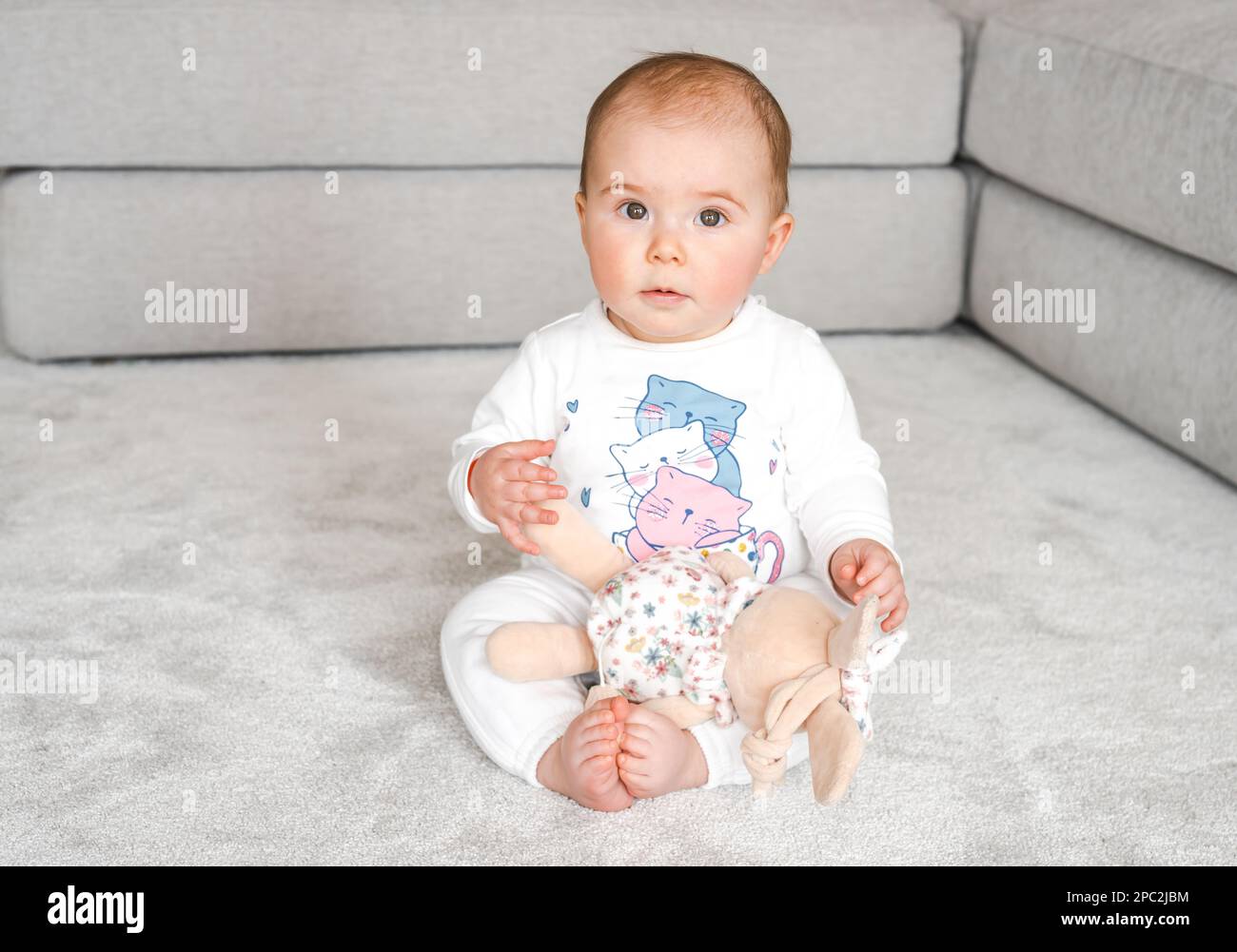 childhood, babyhood and people concept - happy little baby boy or girl ...