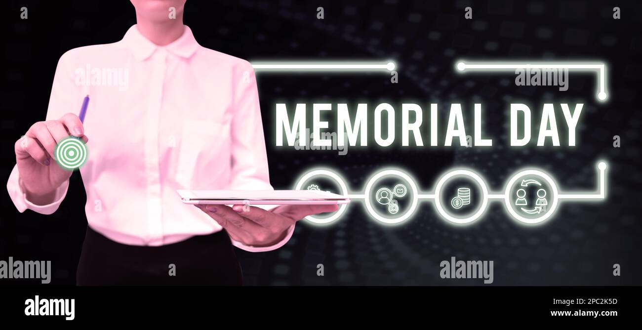 Inspiration showing sign Memorial Day. Conceptual photo To honor and ...