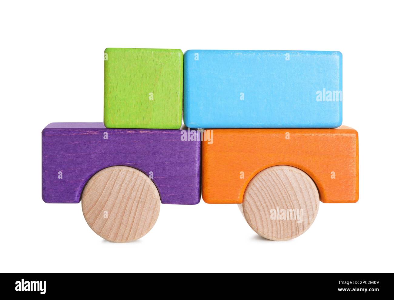 Car made of colorful wooden blocks on white background Stock Photo - Alamy