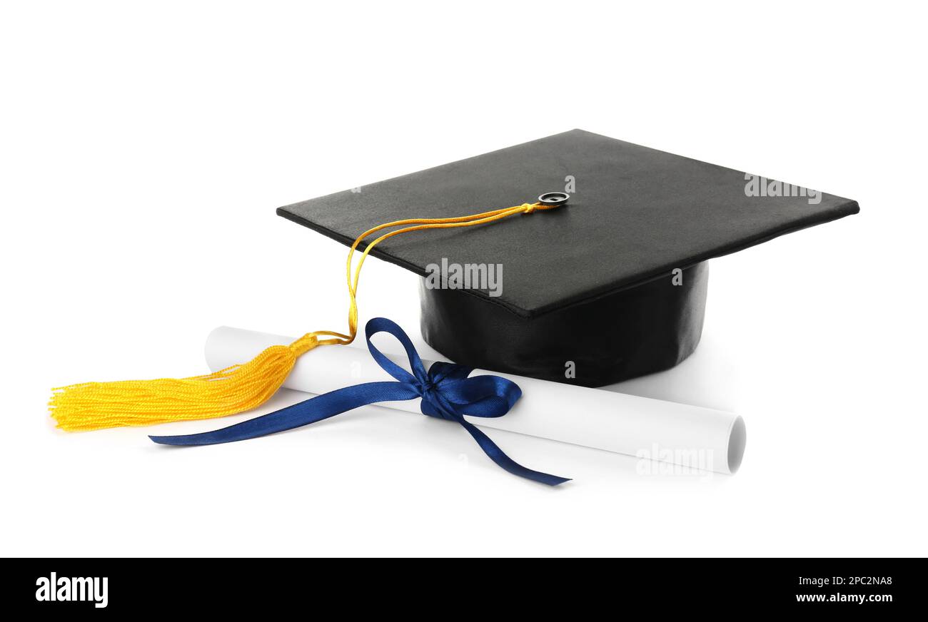 Graduation concept on blue Cut Out Stock Images & Pictures - Alamy