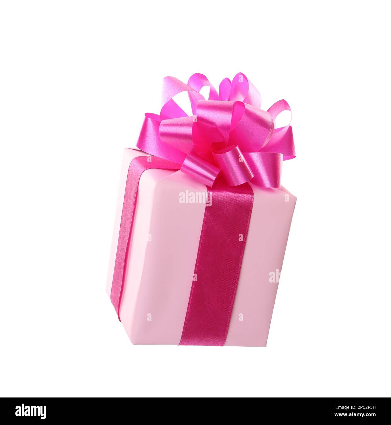 Light pink gift box with bow isolated on white Stock Photo - Alamy