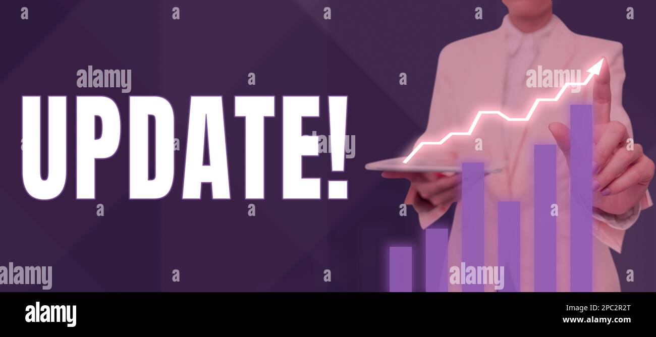 Hand writing sign Update. Business showcase Make something more modern Adding new facts Changing ...