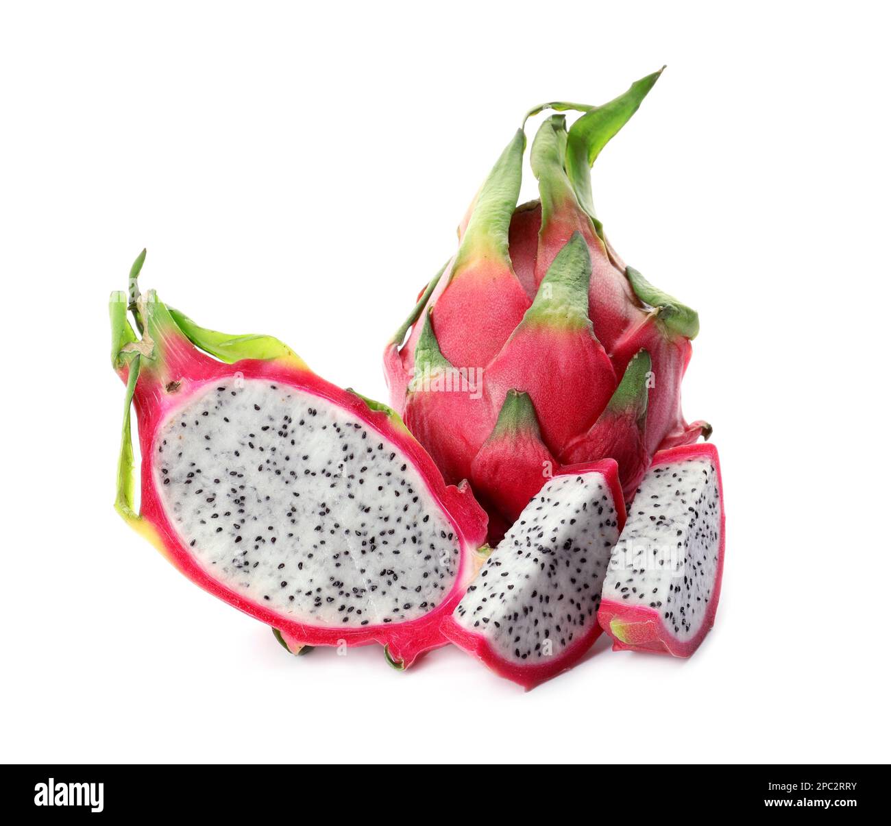 Delicious cut and whole pitahaya fruits on white background Stock Photo ...