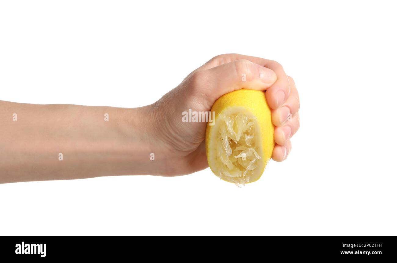 Female hand squeezing half lemon hi-res stock photography and images ...