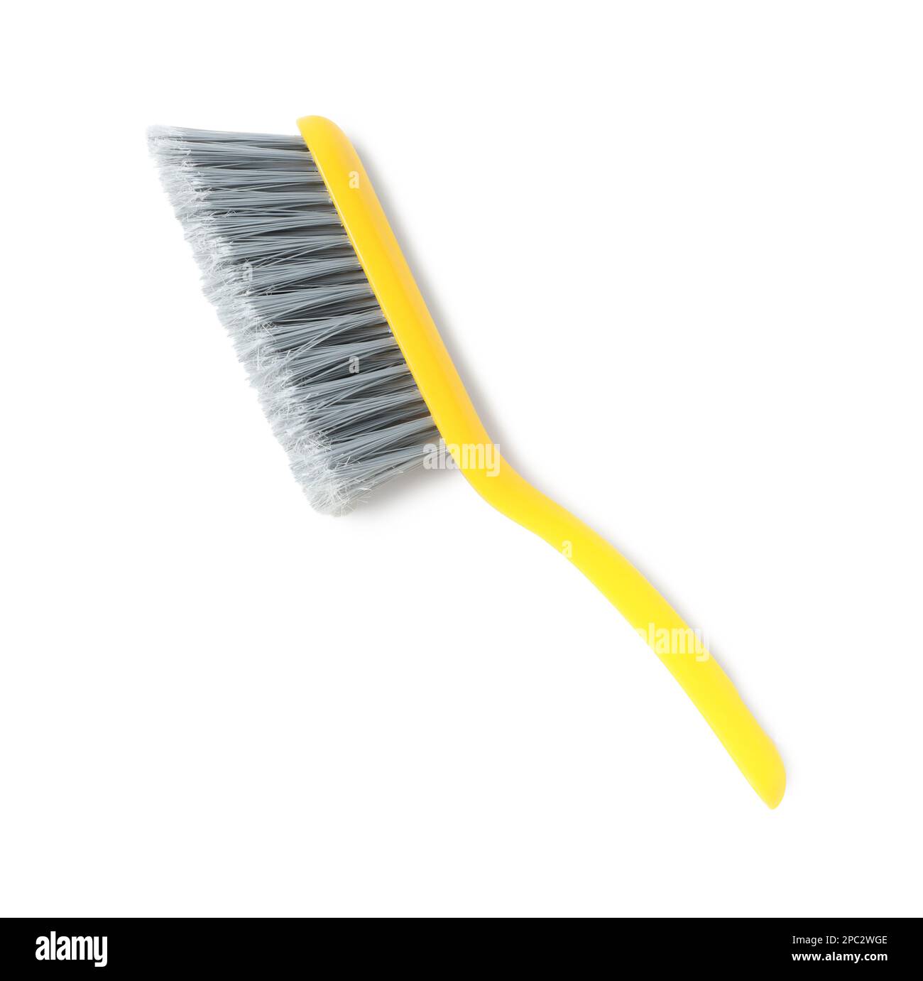 Plastic hand broom on white background, top view Stock Photo - Alamy