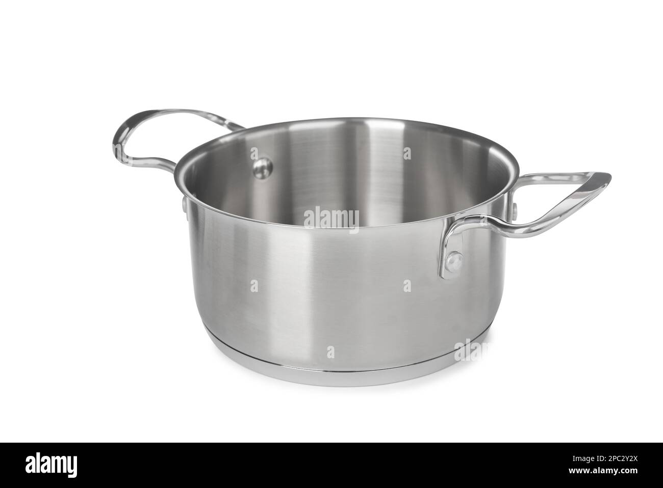 New shiny pot isolated on white. Domestic kitchenware Stock Photo - Alamy