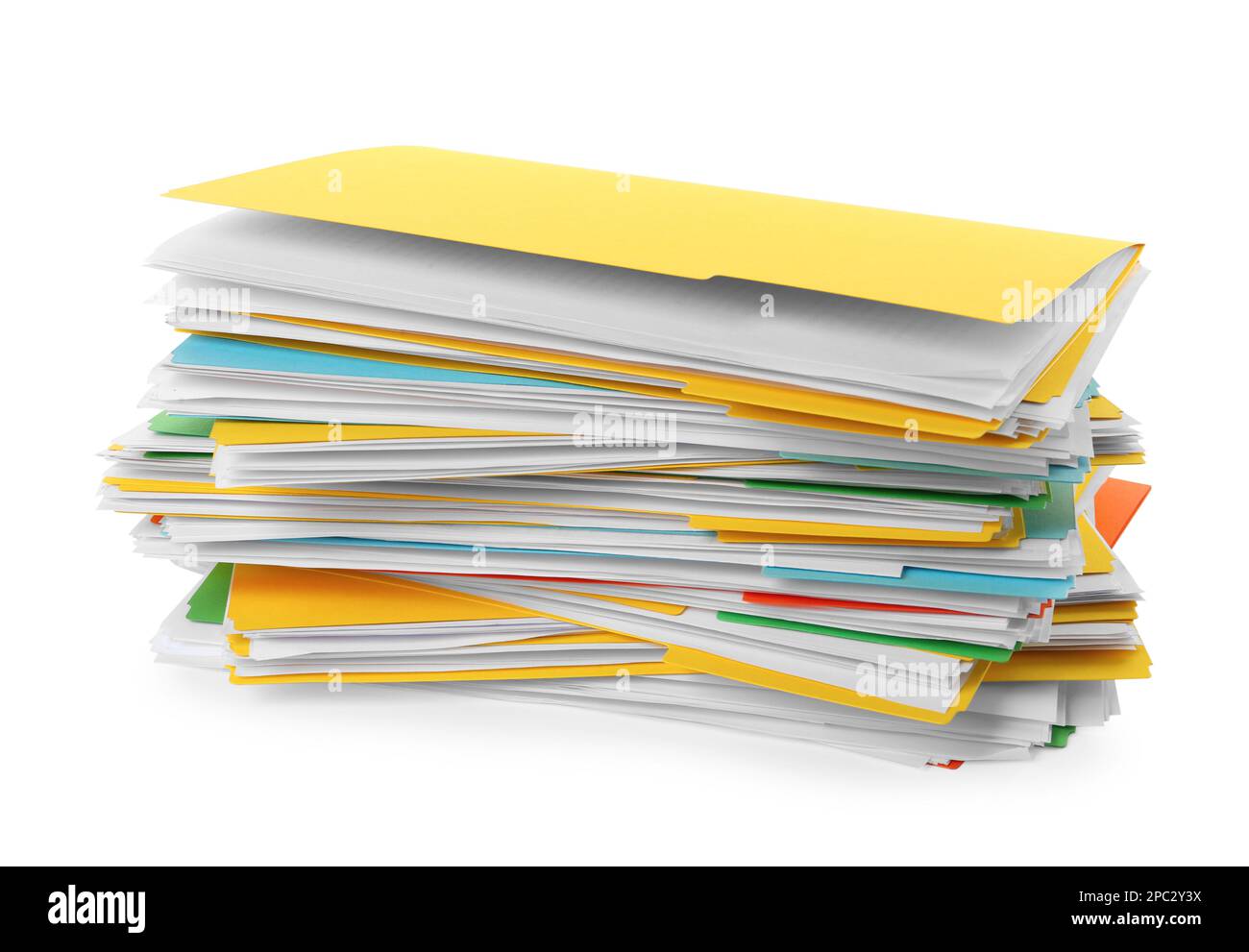 Stack of different files with documents on white background Stock Photo ...