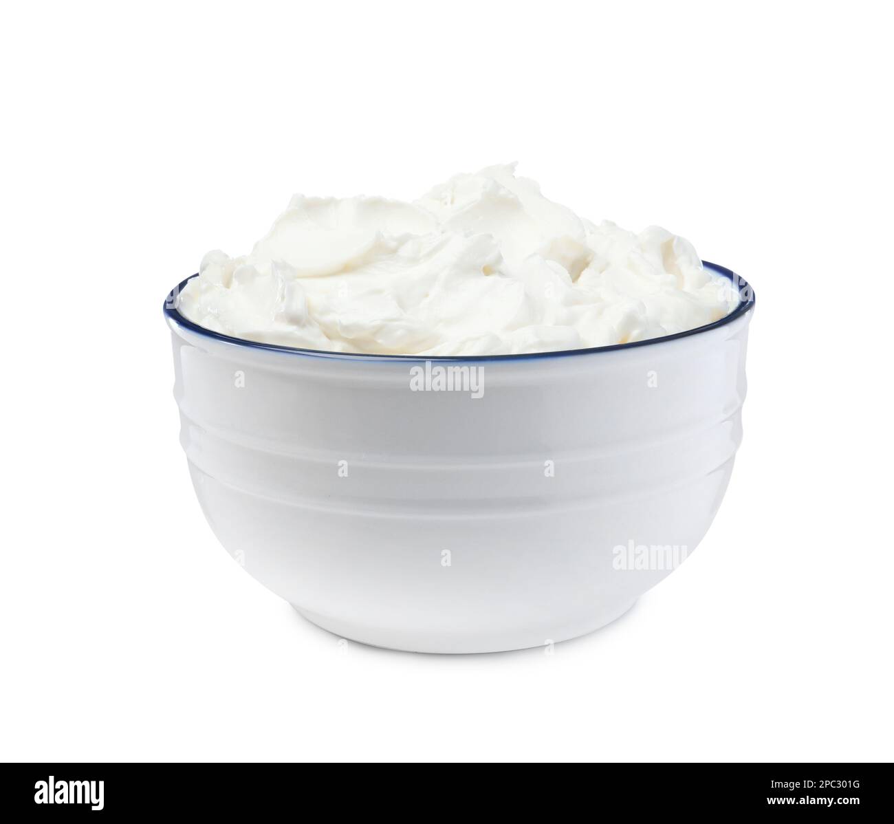 Bowl of tasty cream cheese isolated on white Stock Photo - Alamy