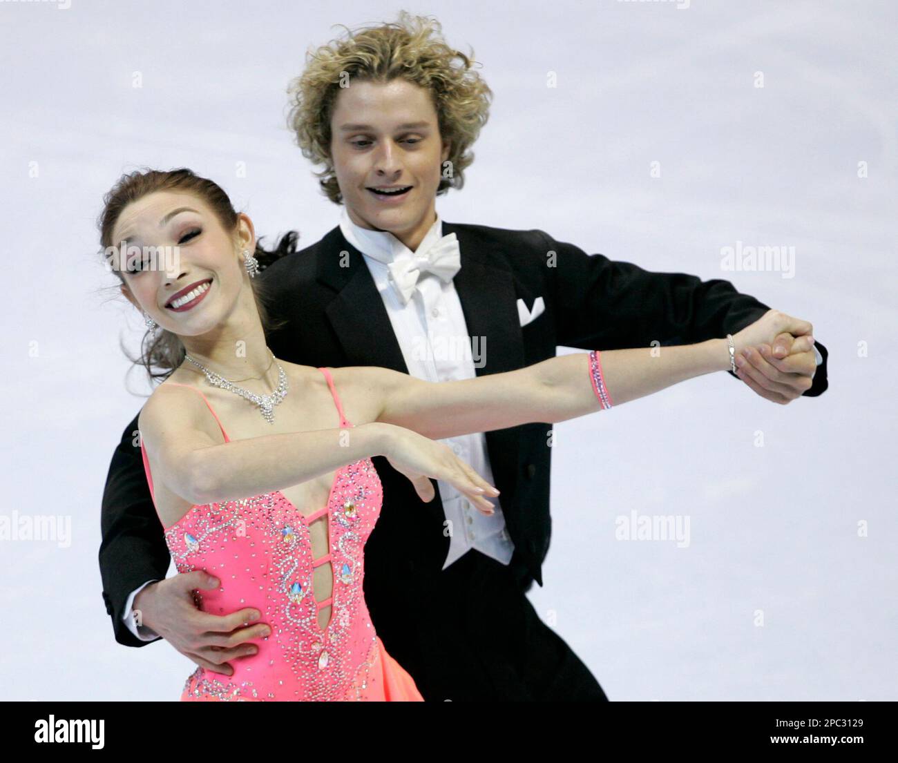 Meryl Davis, left, and Charlie White perform their compulsory dance ...