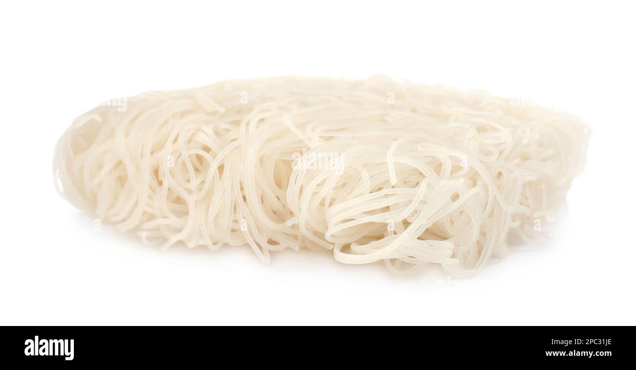 Brick of dried rice noodles isolated on white. East Asian cuisine Stock ...